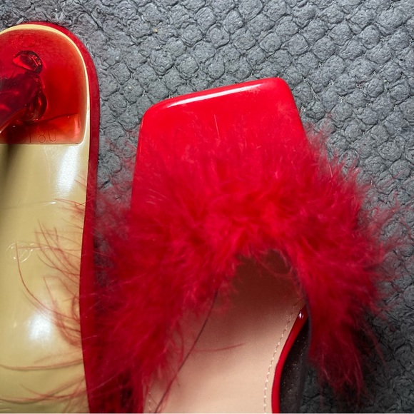 Shoes | Nwot Red Turkey Feather Stilettos Heels | Poshmark